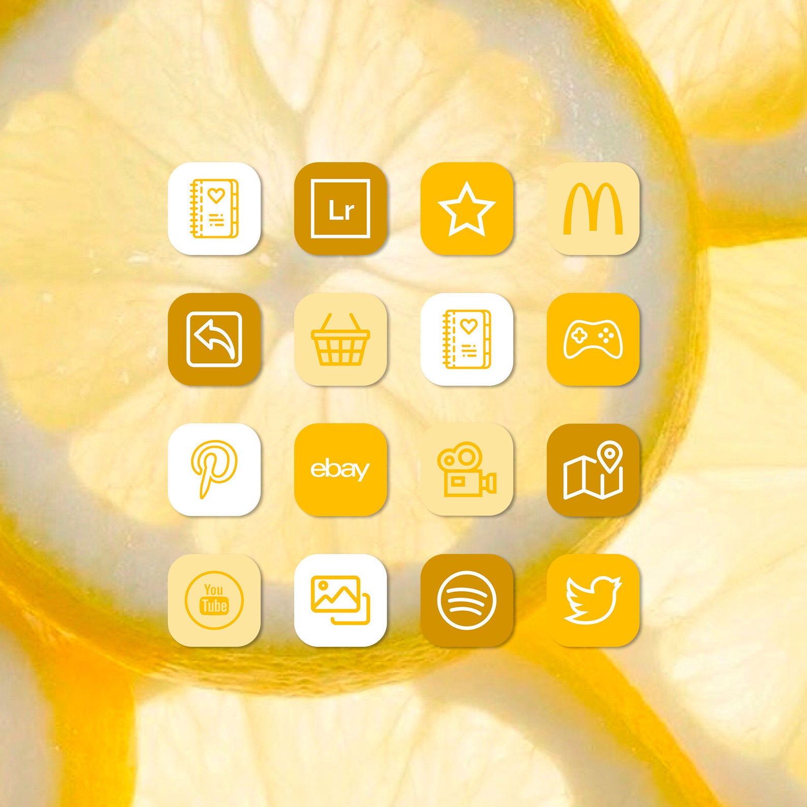 Lemon app icons collection widget iphone home screen app | Etsy