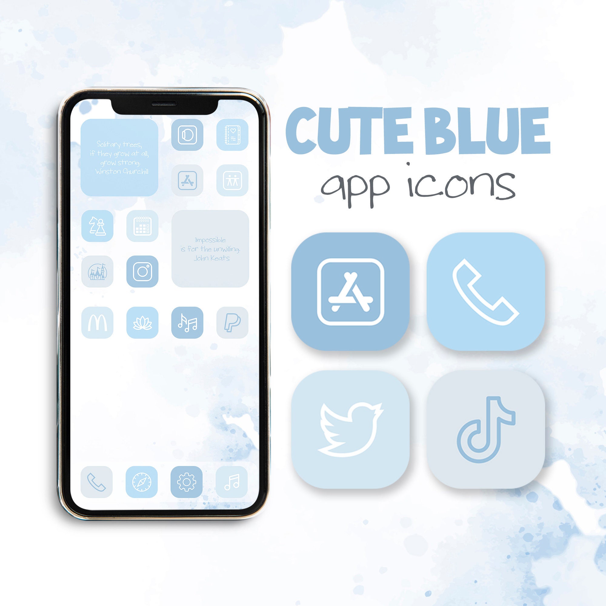 Cute blue app icons Light blue app icons ios 14 | Etsy