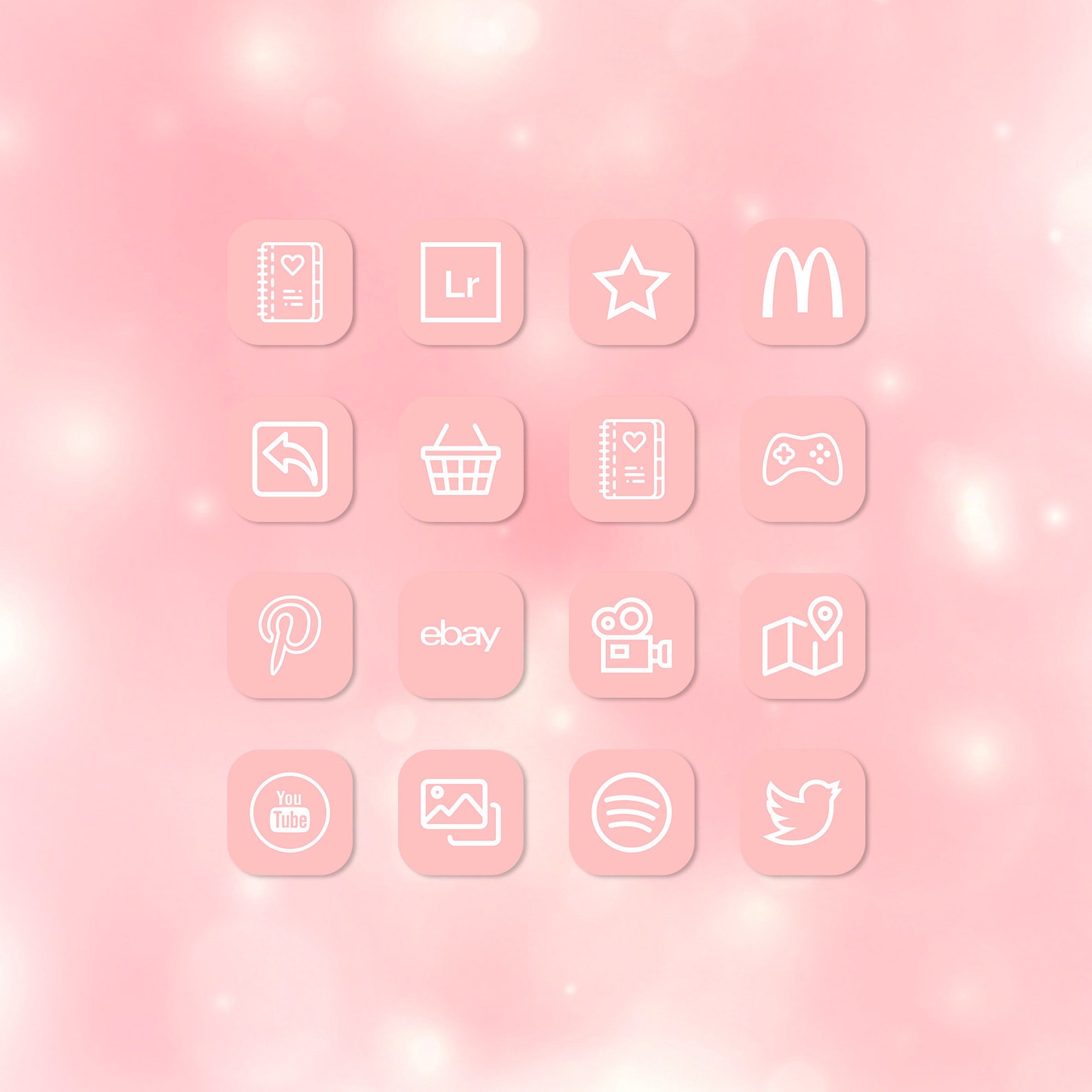 Iconos de la aplicación rosa claro widget iphone aplicación de | Etsy