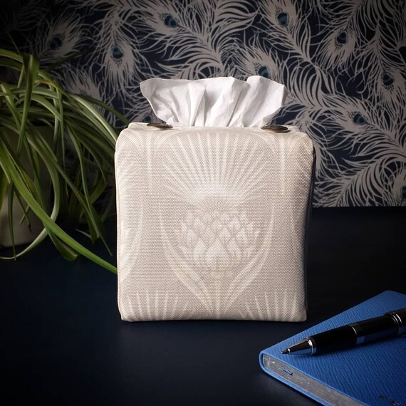 Natural Thistle Cube Fabric Tissue Box Cover - Etsy