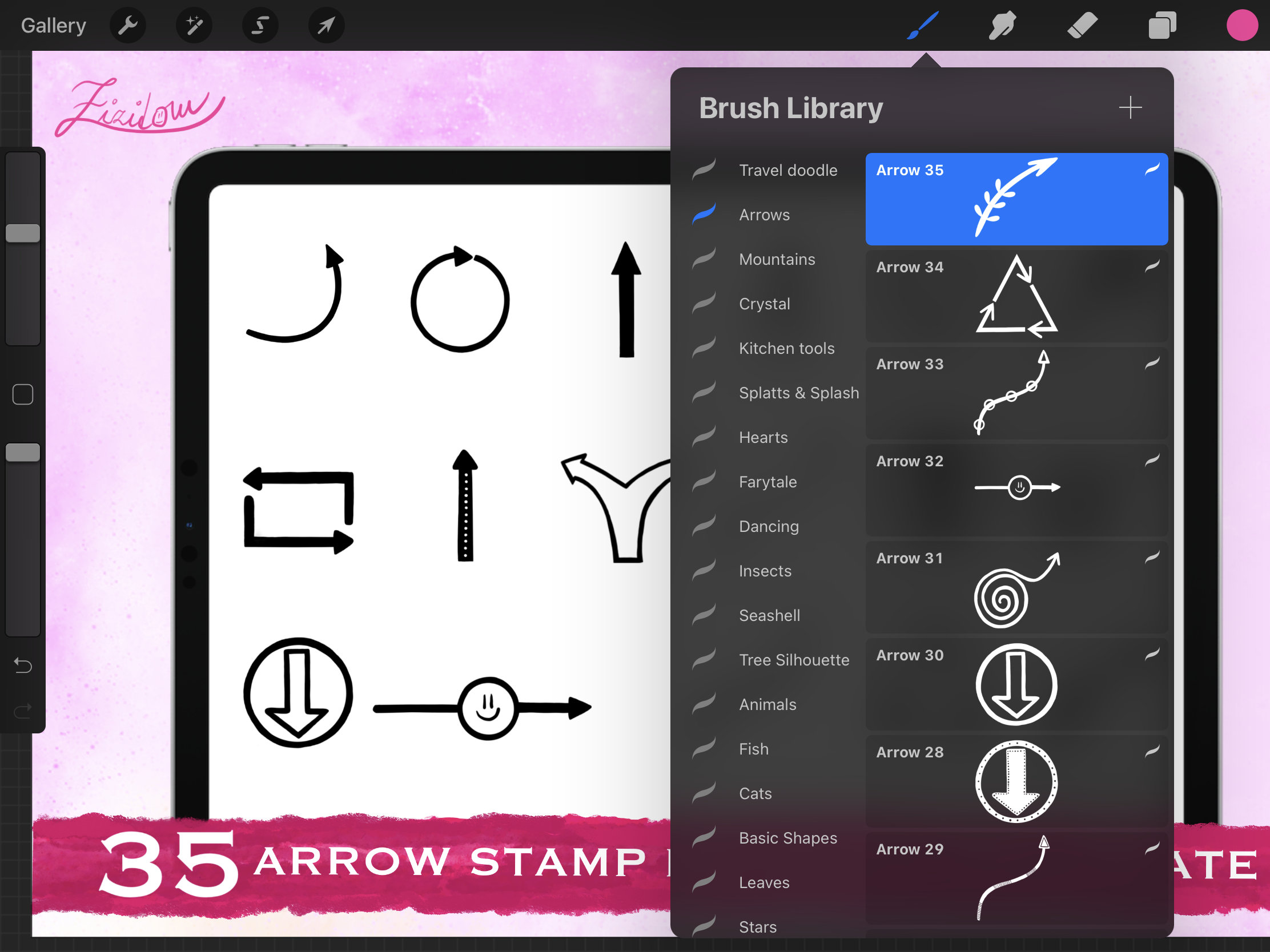 35 Arrows Stamp Brushes for Procreate, Sketchnoting, Hand Drawn Arrows ...