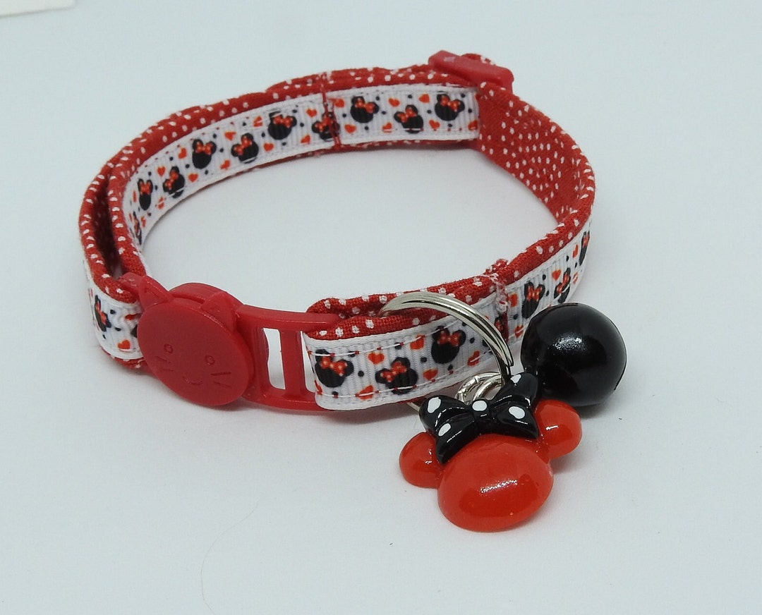 Cat Collar Popular Mouse Head With Red Bows Adult Cat Collar - Etsy