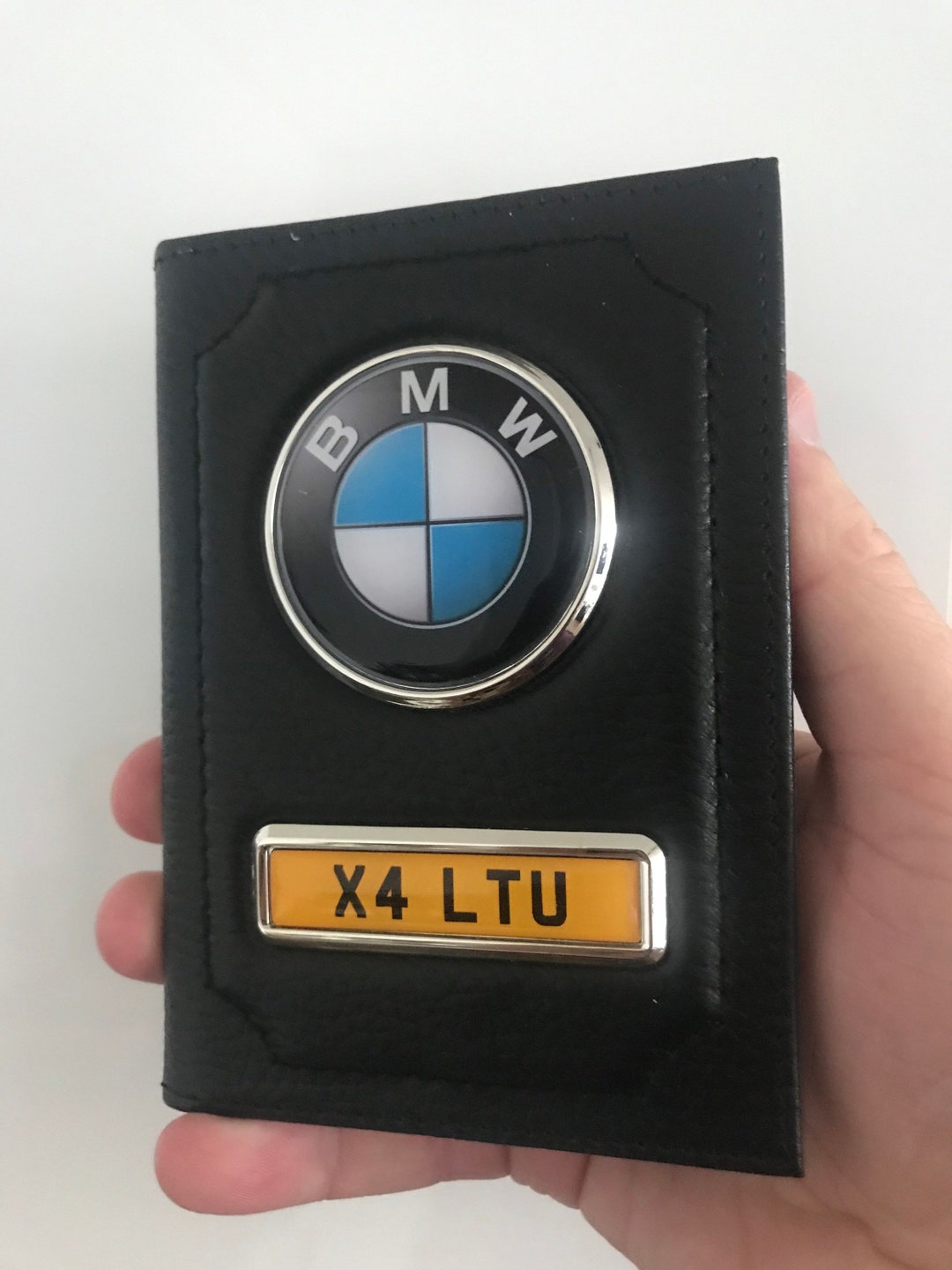 Custom Black Leather Documents Holder, Personalized License Plate ...