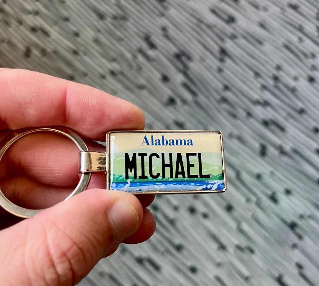 Personalized Alabama License Plate Keyring - Custom Mini Alabama Number ...
