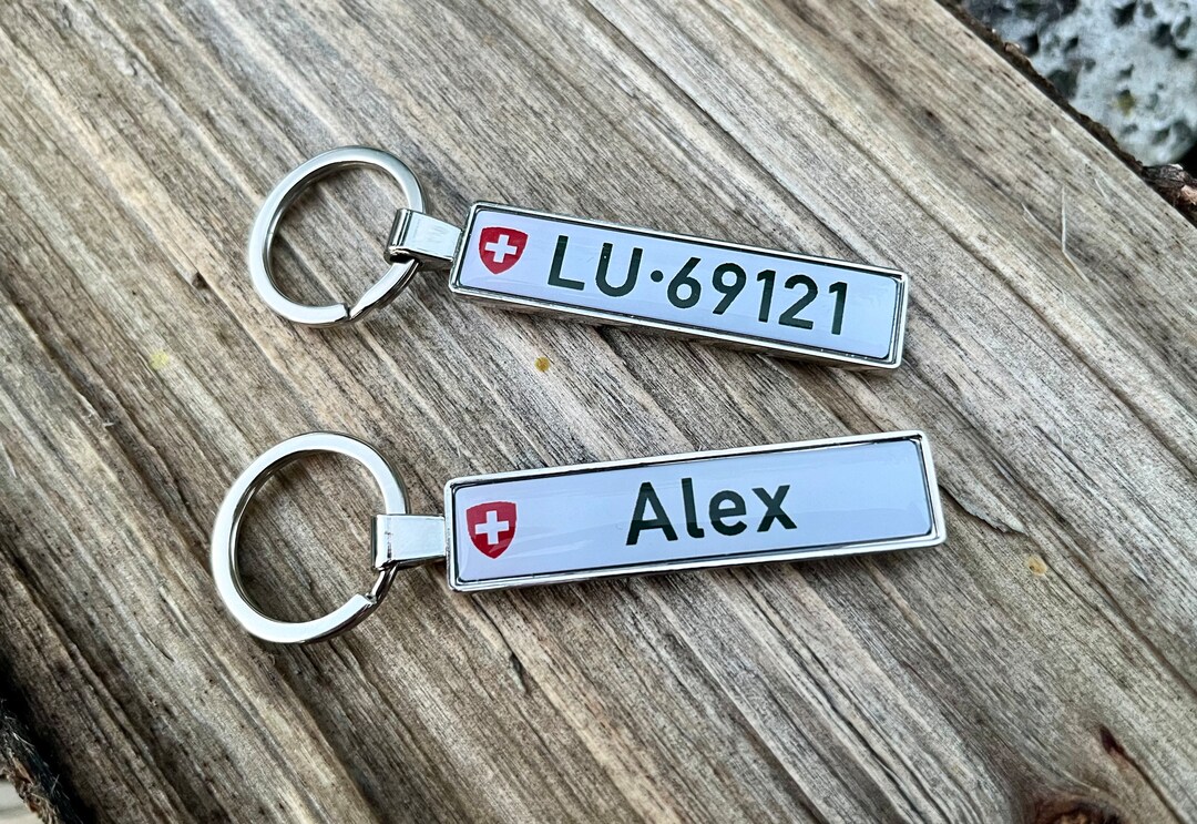 Personalized Switzerland Number Plate Keyring, Swiss Keychain ...