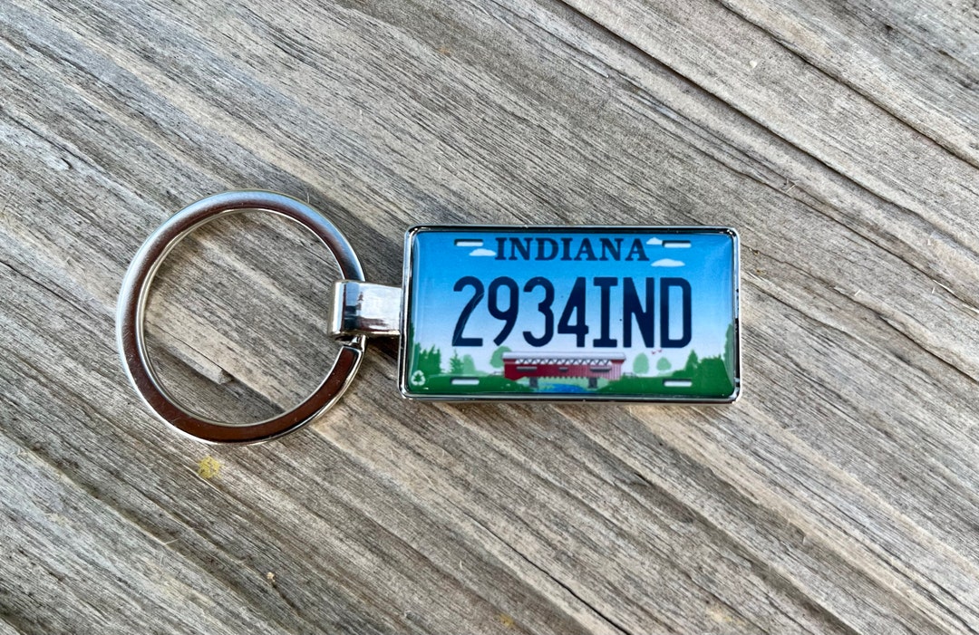 Indiana License Plate Keychain, Custom Personalized Indiana Number ...