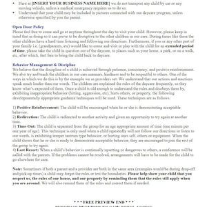 Daycare Parent Handbook: Fully Editable | PDF, Microsoft Word, & Text ...