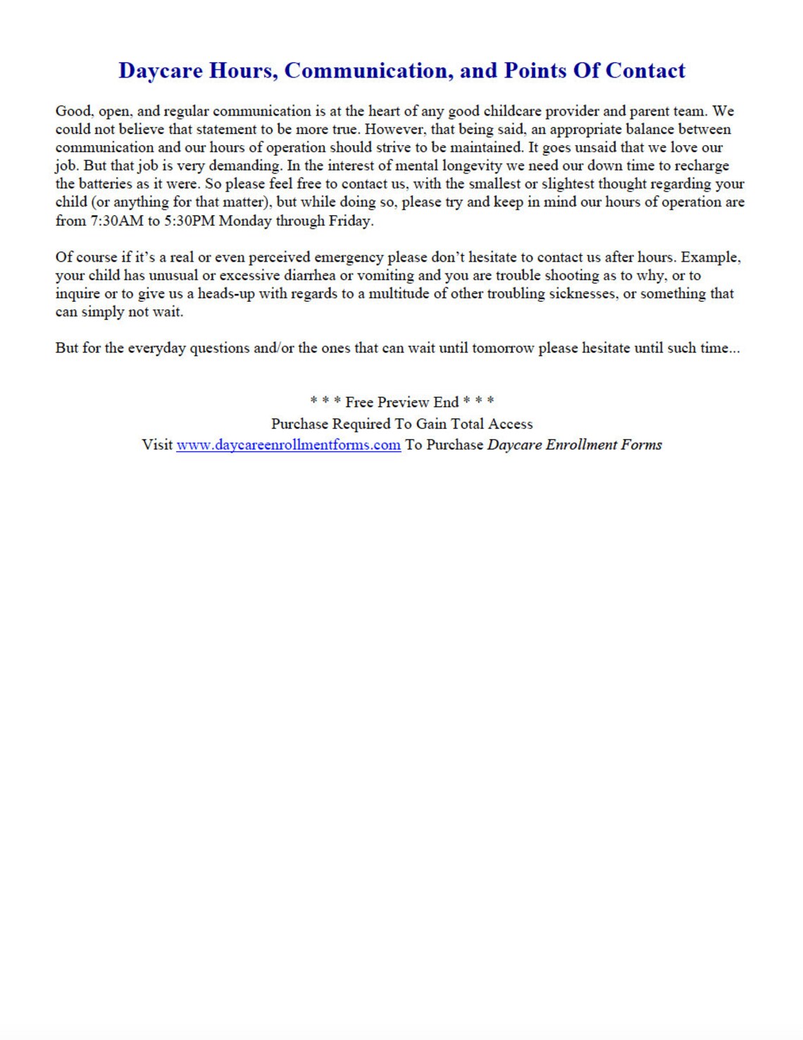 Daycare Enrollment Forms Packet: Fully Editable Child Care Registration ...