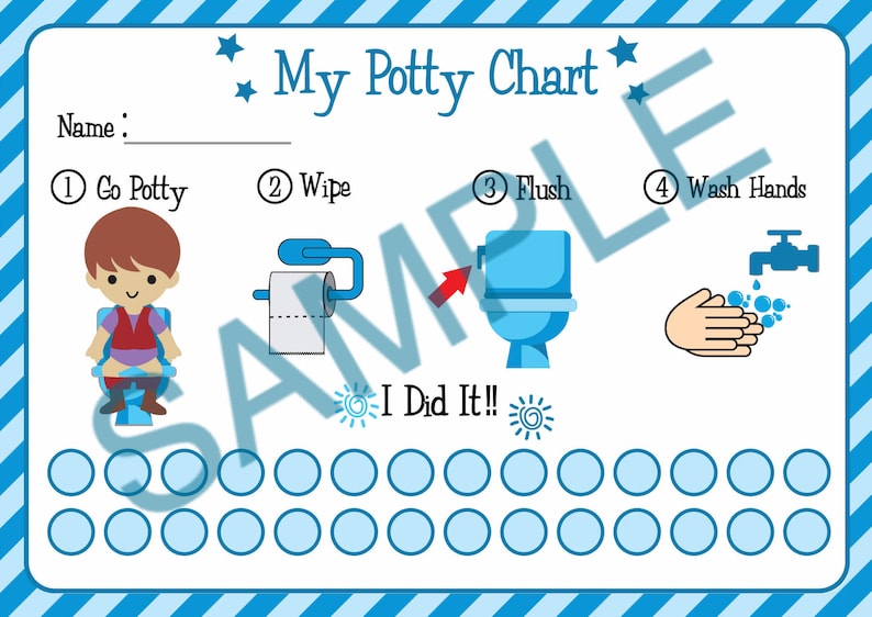 Potty Training Chart for Boy, Bathroom Sticker Chart, Toddler Reward ...
