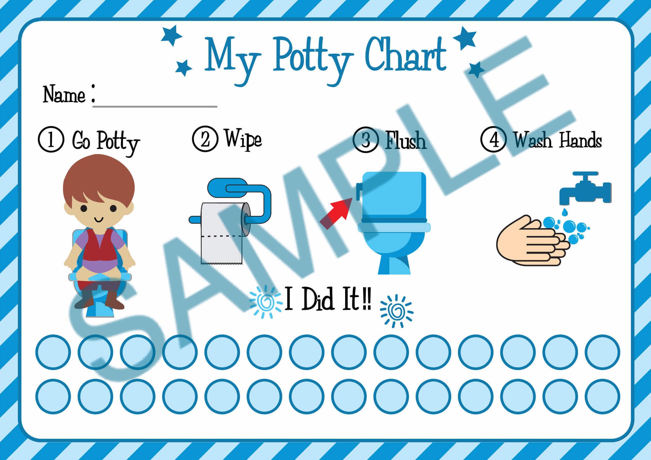 Potty Training Chart for Boy, Bathroom Sticker Chart, Toddler Reward ...