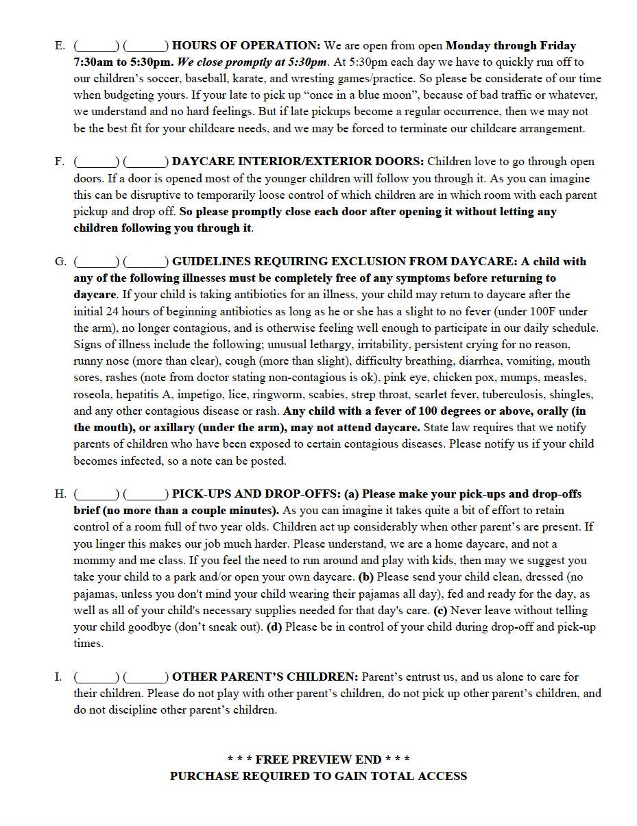 Daycare Contract: Fully Editable Child Care Enrollment Contract | PDF ...