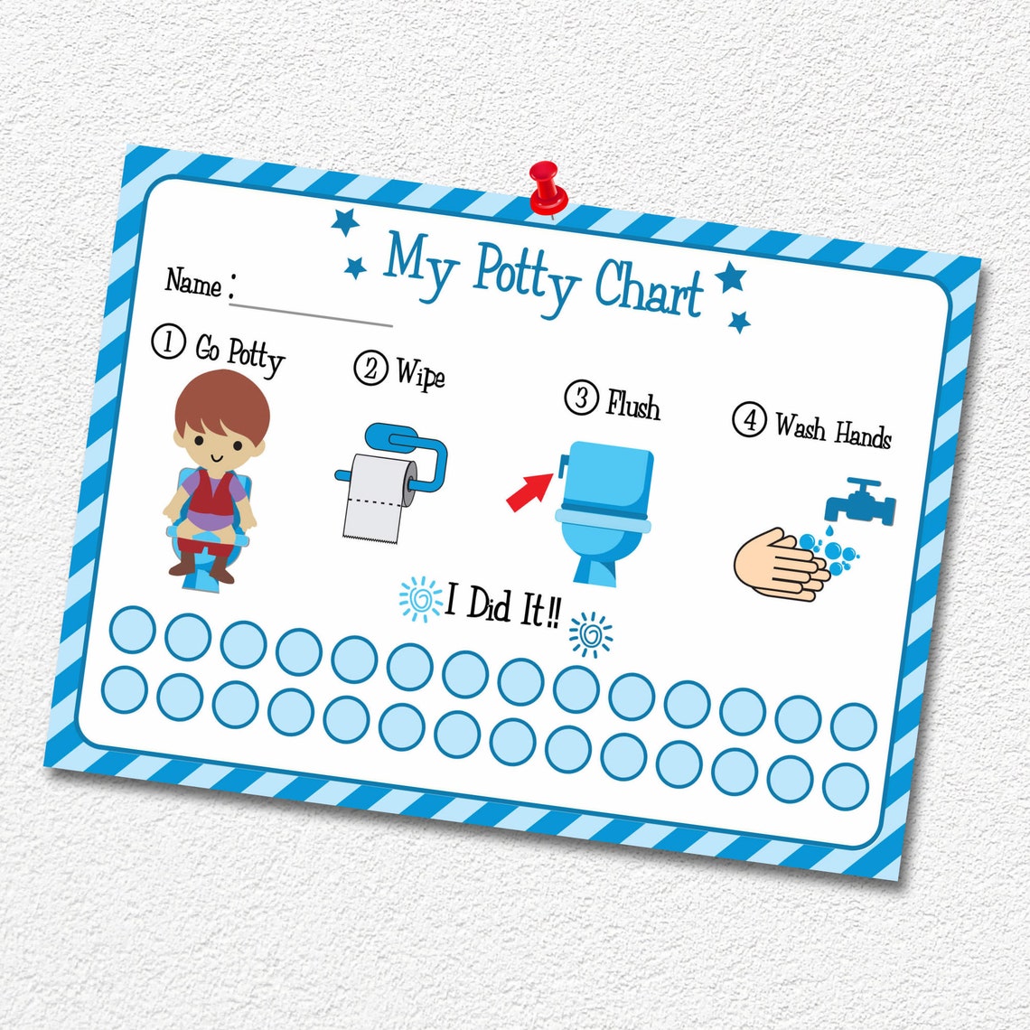 Potty Training Chart for Boy, Bathroom Sticker Chart, Toddler Reward ...