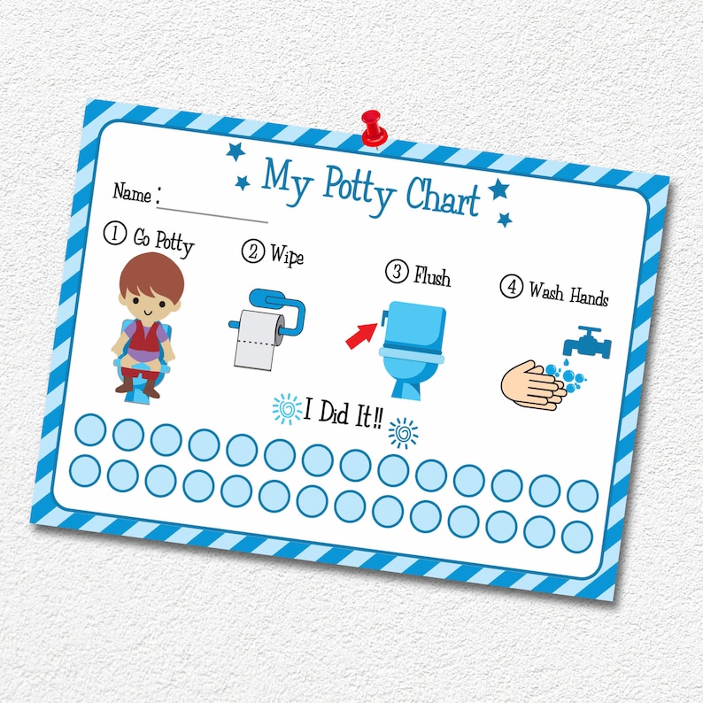 Potty Training Chart for Boy, Bathroom Sticker Chart, Toddler Reward ...
