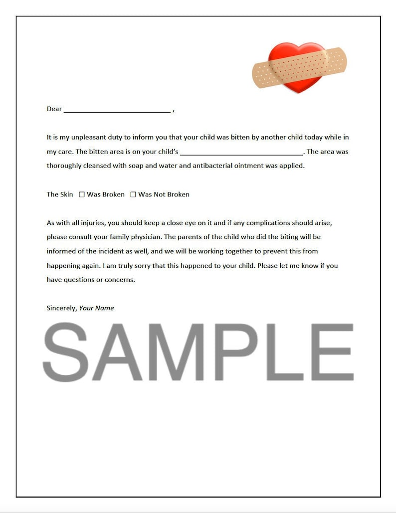Daycare Bitting Letter to Parents: Fully Editable | PDF, Microsoft Word ...