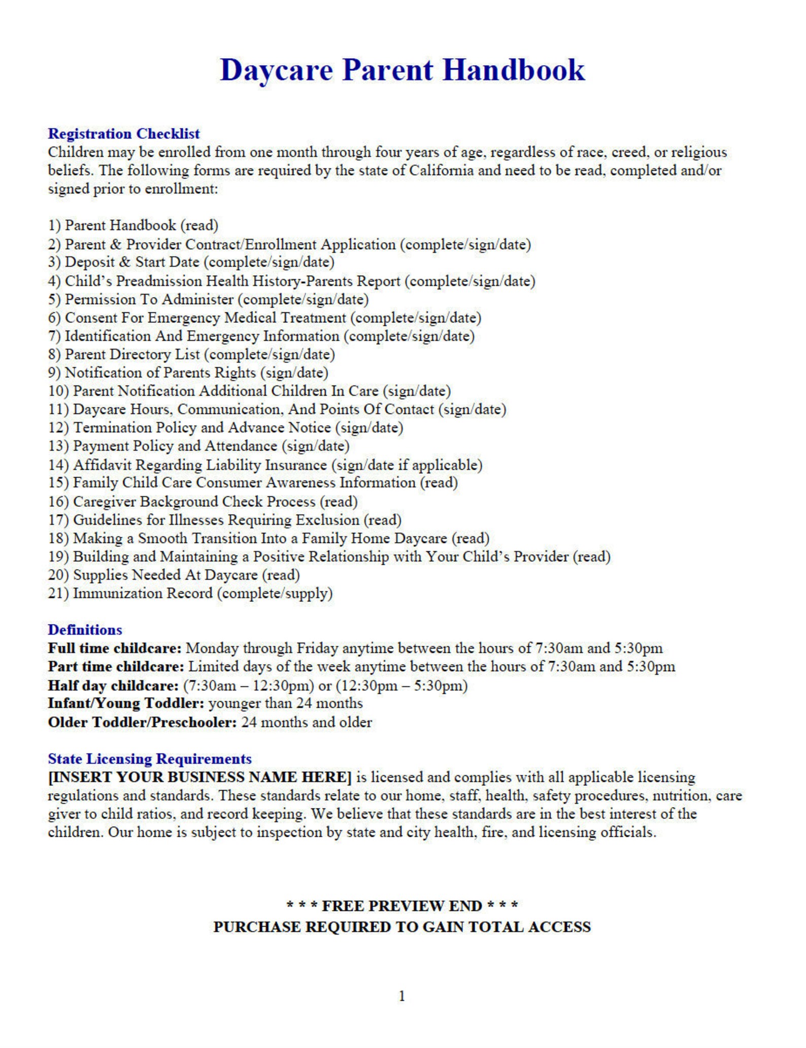 Daycare Parent Handbook Fully Editable PDF Microsoft Word Etsy Daycare Parent Handbook Fully Editable PDF Microsoft Word Etsy