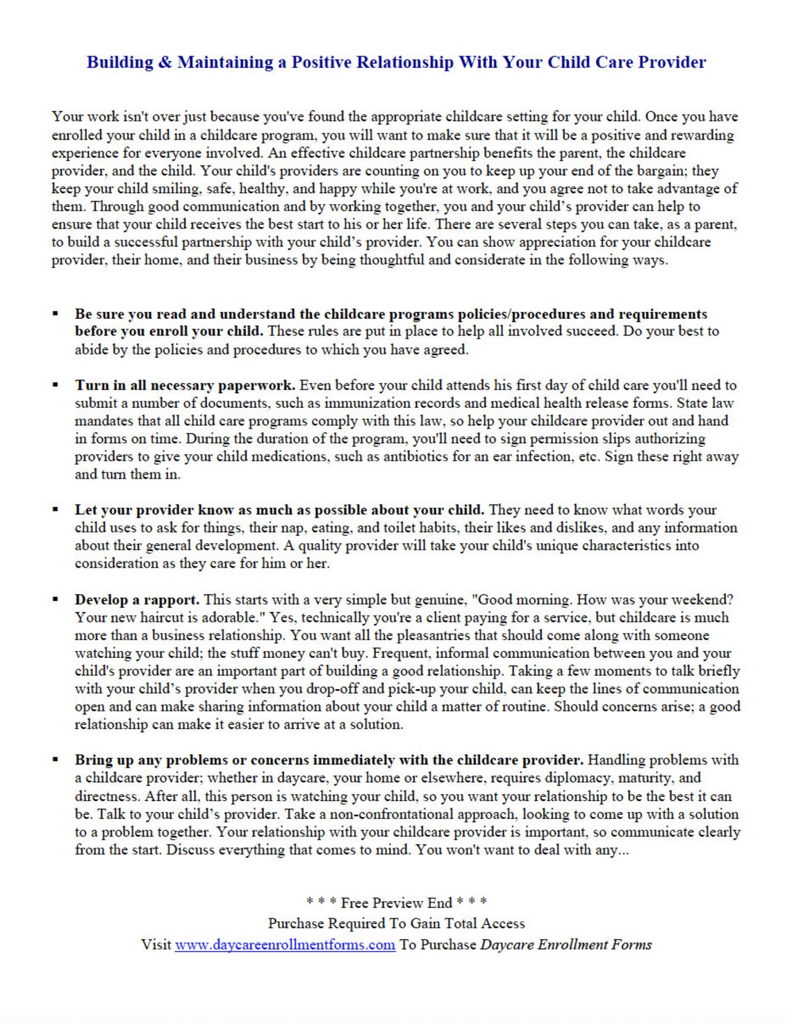 Daycare Enrollment Forms Packet: Fully Editable Child Care Registration ...