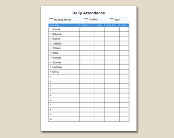 Daycare Weekly Attendance Sheet With Fillable Form Fields HD PNG and ...