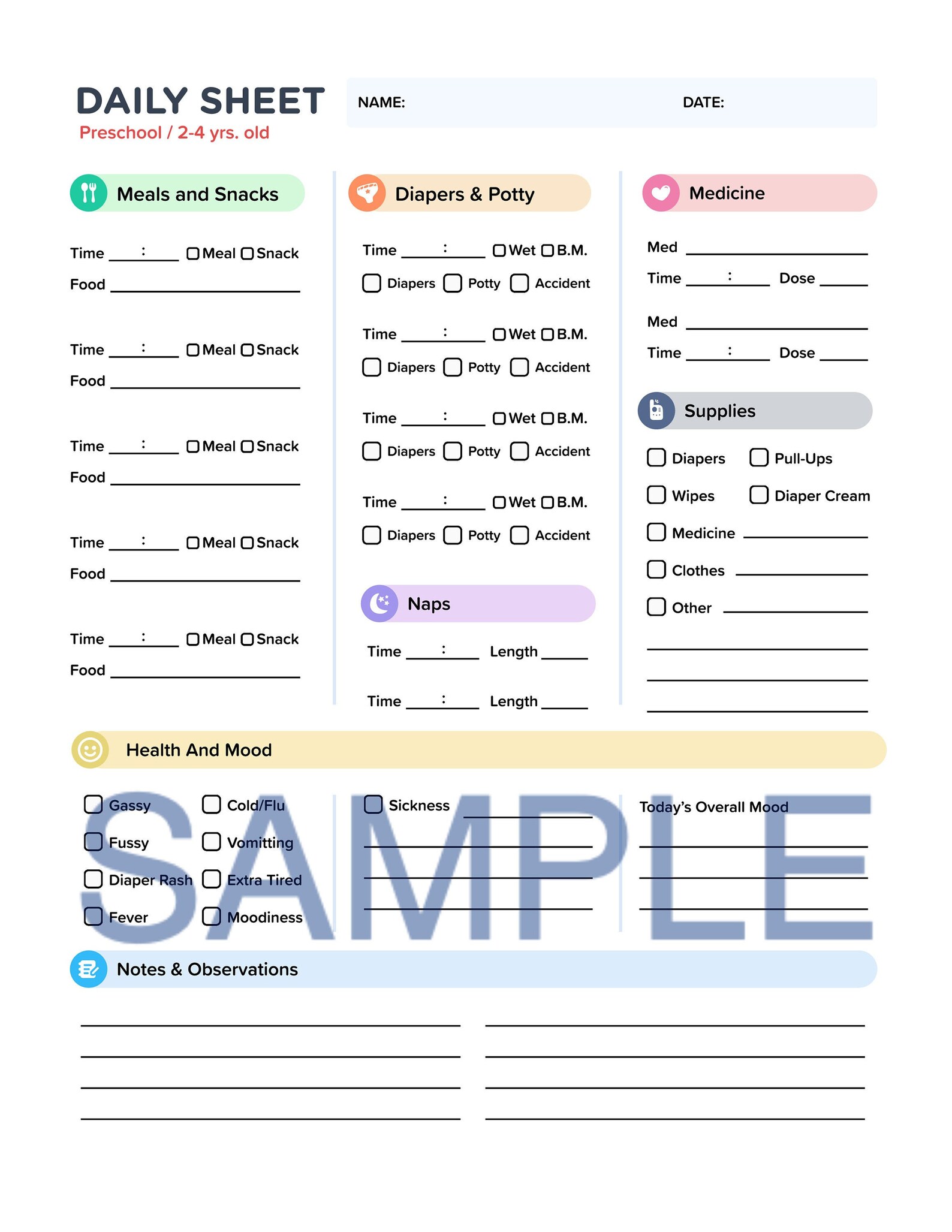 Preschool Daily Report: PNG, PDF, and Microsoft Word | Download, Save ...