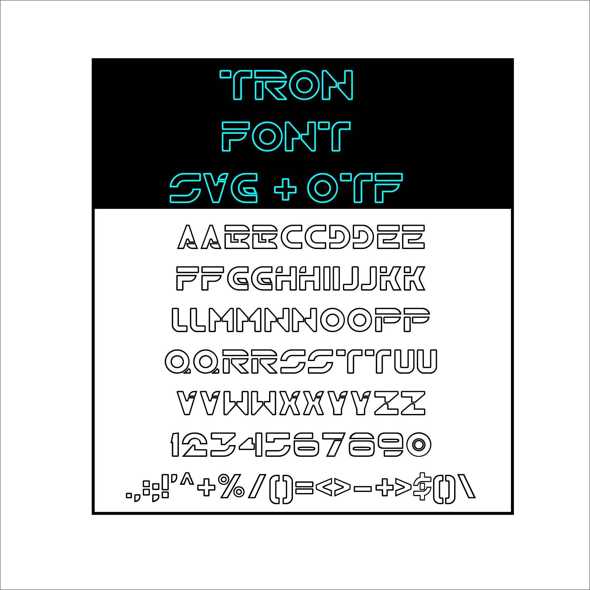Tron Legecy Font Svg Disney Alphabet Tron Otf Tron Alphabet | Etsy