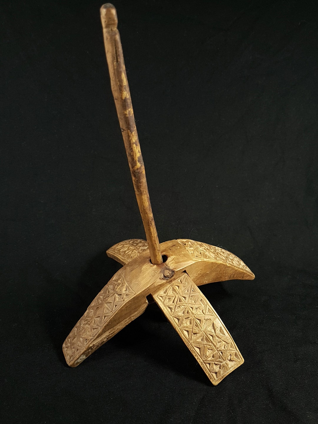 Antique Drop Spindle for Spinning Wool, Antique Wood Hand Carved ...