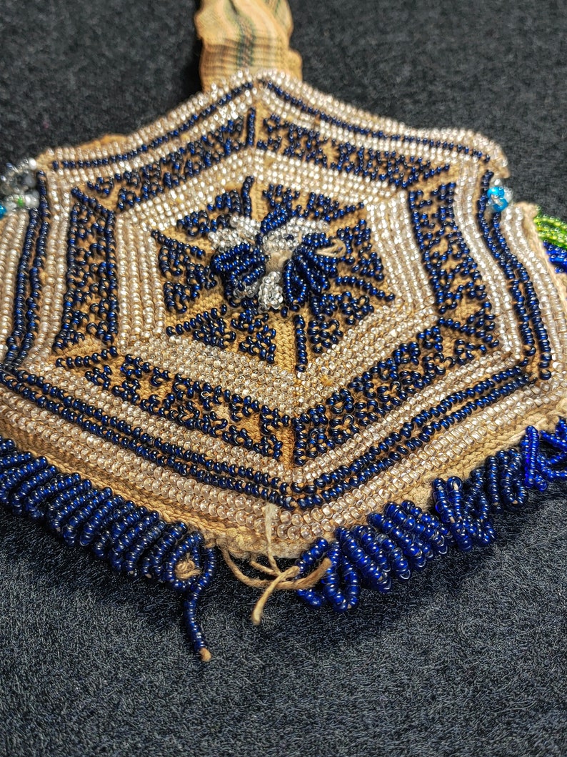 Very Rare Antique Beaded Pouch 1800's Antique Beadwork Pouch Prison ...