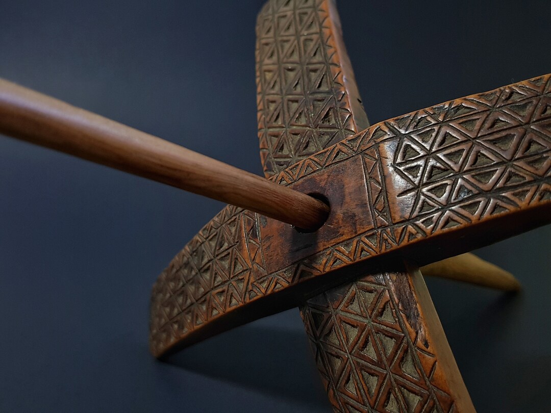 Antique Turkish Drop Spindle: Hand-carved Anatolian Wood, Wool Spinning ...