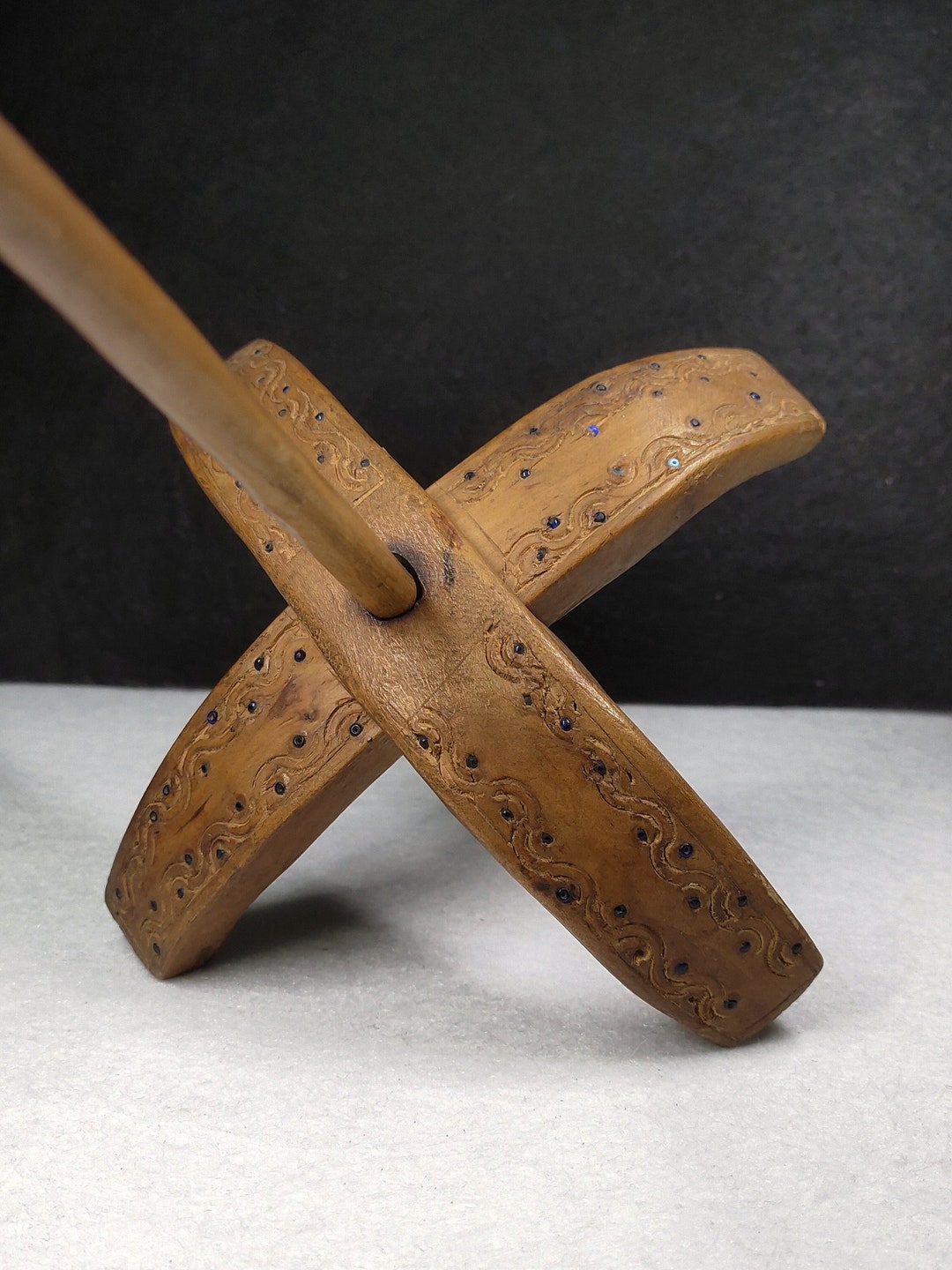 Antique Beaded Turkish Spinning Tool - Handmade Turkish Drop Spindle ...