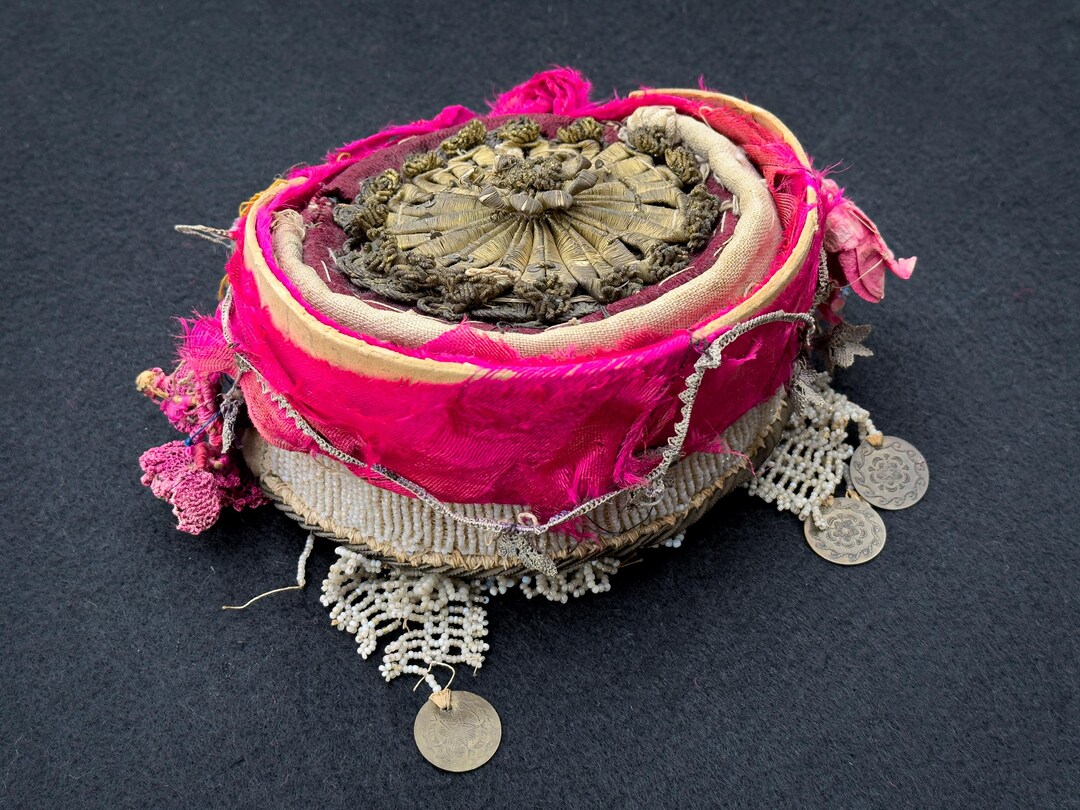 Antique Rare Ottoman Fez With Beads & Coins and Metallic Embroidery - Etsy