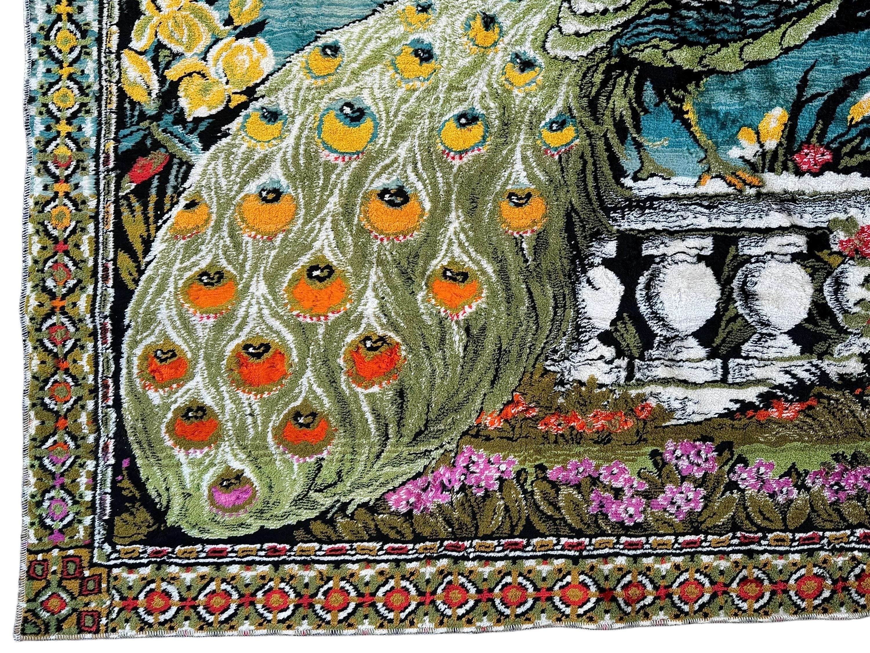 Vintage Peacocks Velvet Tapestry Wall Rug Wall Hanging Decor Home Decor ...