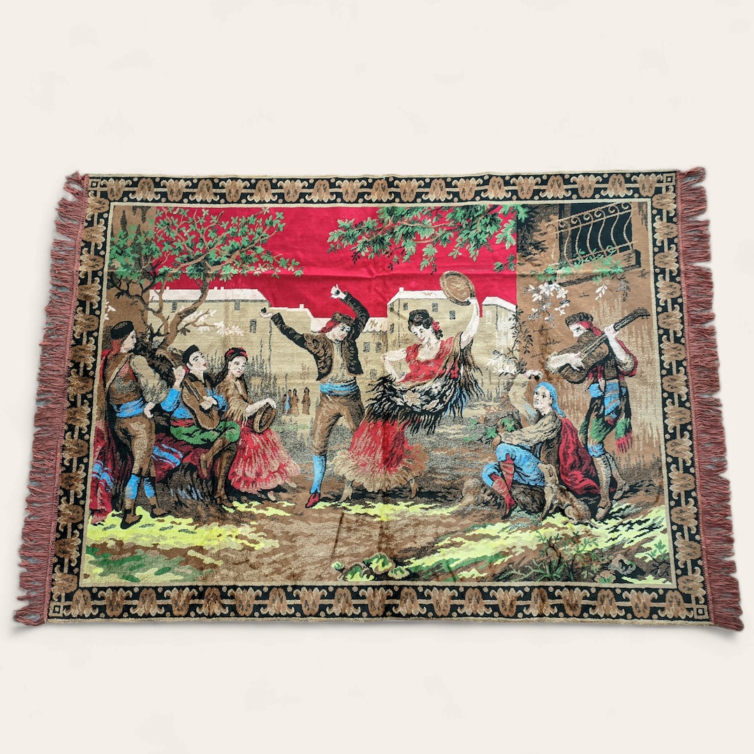 Vintage 1970s Dancing Girl Themed Tapestry - Flamenco Wedding ...