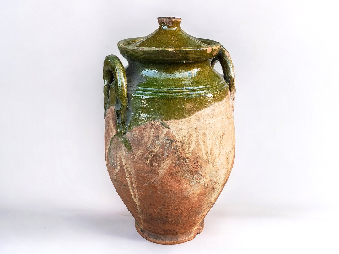 Antique Green Glazed Honey Pot | Old Clay Pot | Antique Terracotta ...