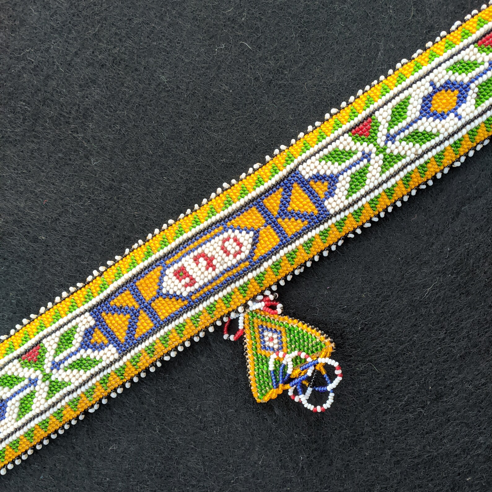 Vintage 1970s Beaded Belt Prison Beadwork Belt Glass Beaded Floral Belt ...