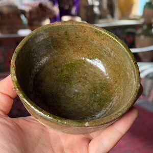 Antique Sille Mini Ceramic Bowl - Green Glazed Handmade Pottery ...