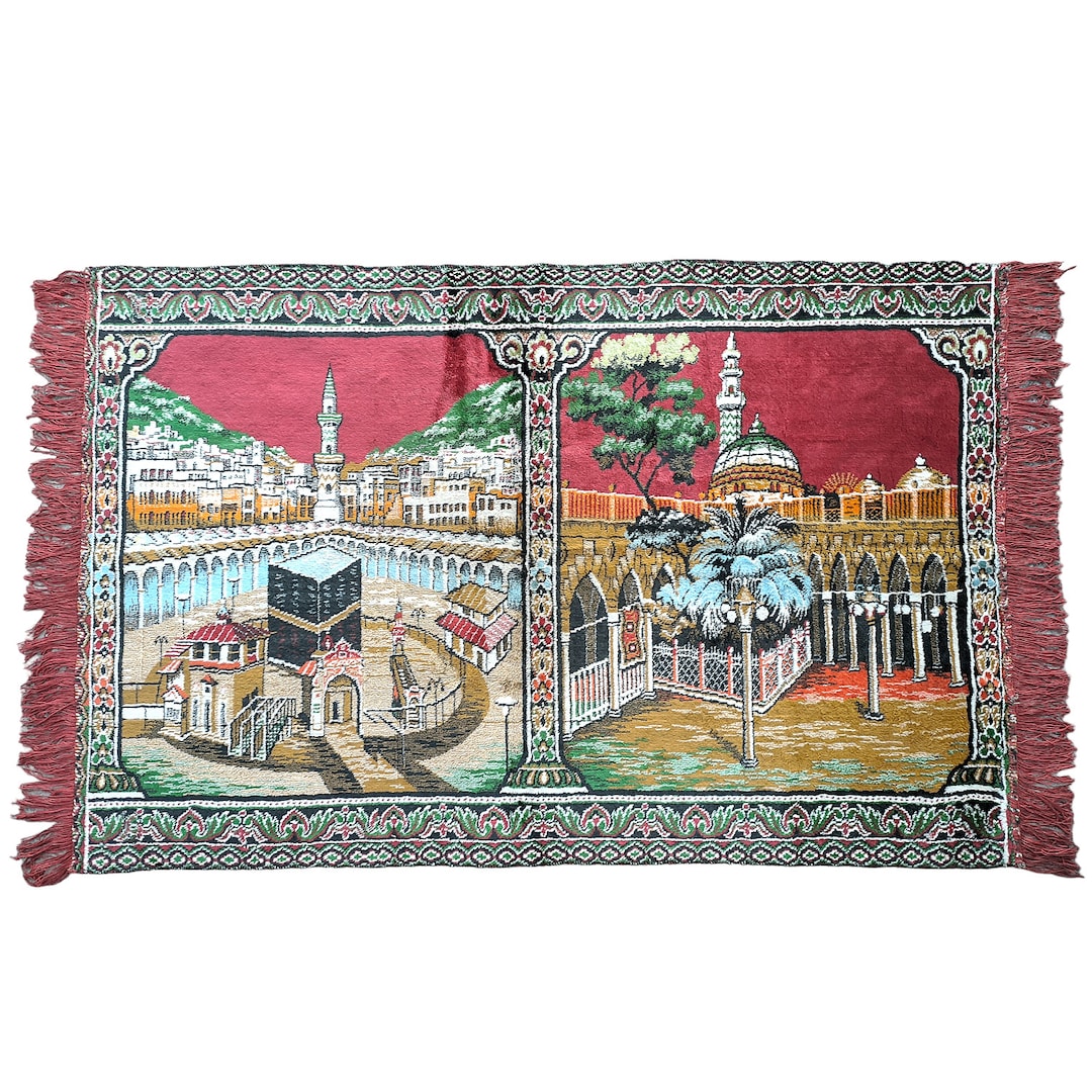 Vintage 1970s Islamic Kaaba Themed Wall Rug, Tapestry, Mecca, Medina ...