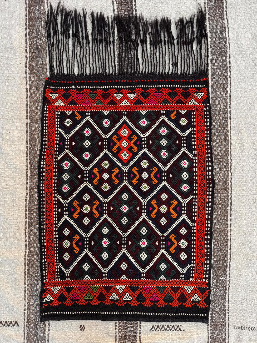 Vintage Handwoven Cicim Rug Antique Cicim Weaving Technique Embroidered ...