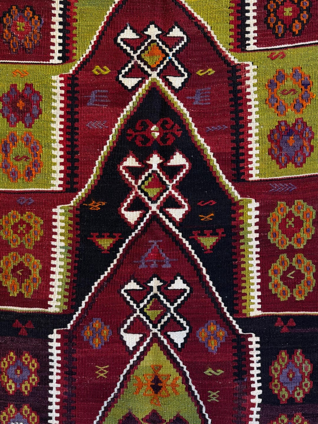 Authentic Vintage Anatolian Prayer Kilim Rug, Handwoven Turkish Kilim ...