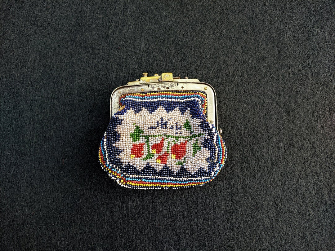 Antique Ottoman Beaded Coin Purse | Prison Beadwork Colorful Beaded ...