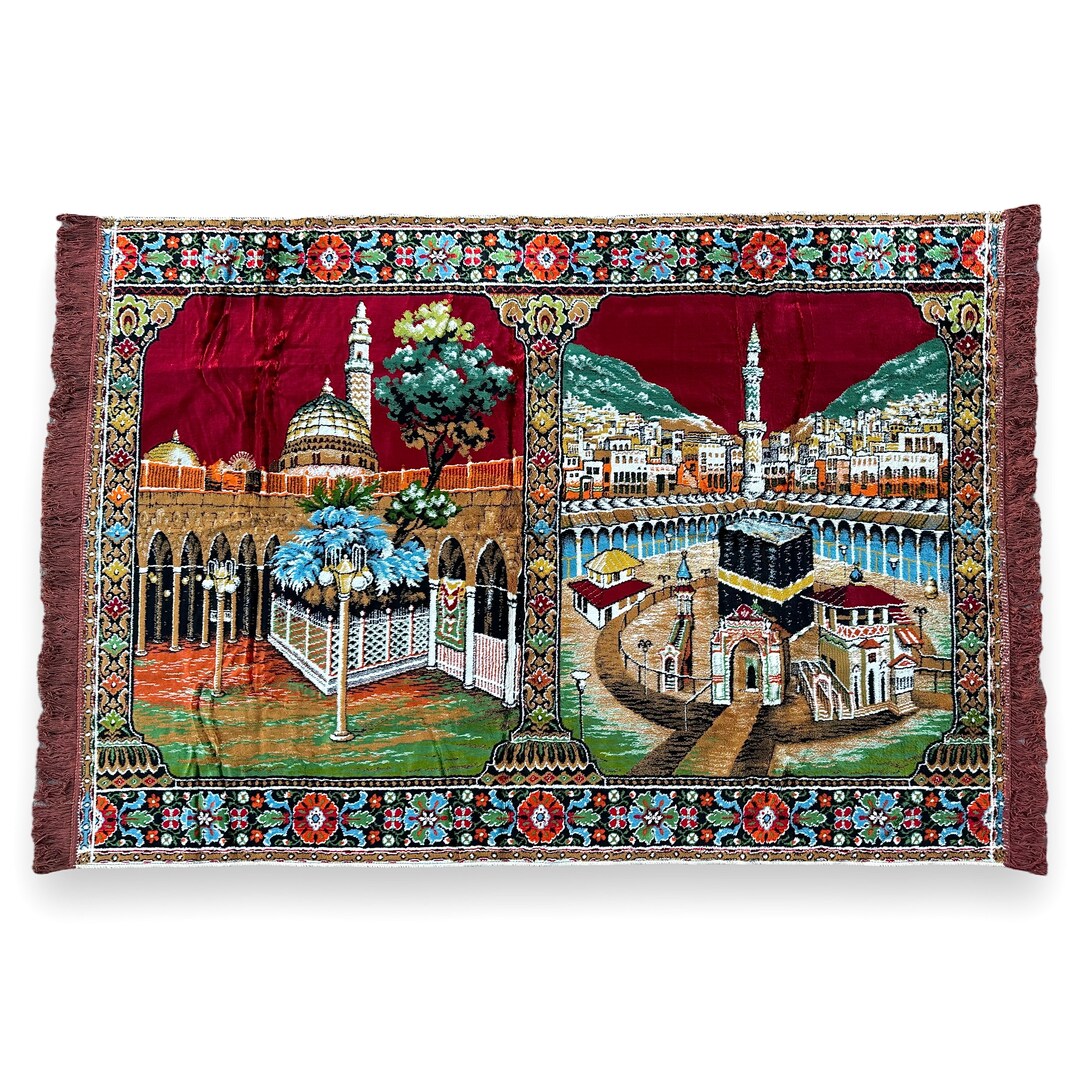 Vintage Islamic-themed Tapestry Wall Hanging, 1970s With Mecca, Kaaba ...
