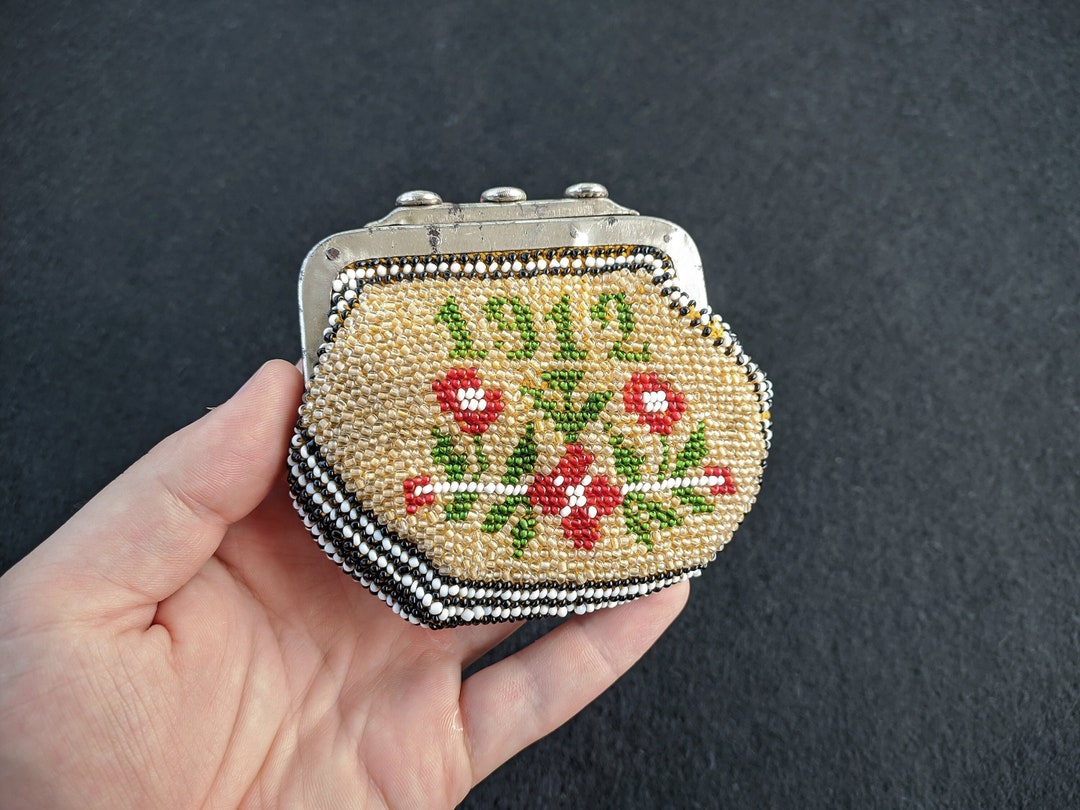 Antique 1912 Beaded Coin Purse | Antique Prison Beadwork Purse / Money ...