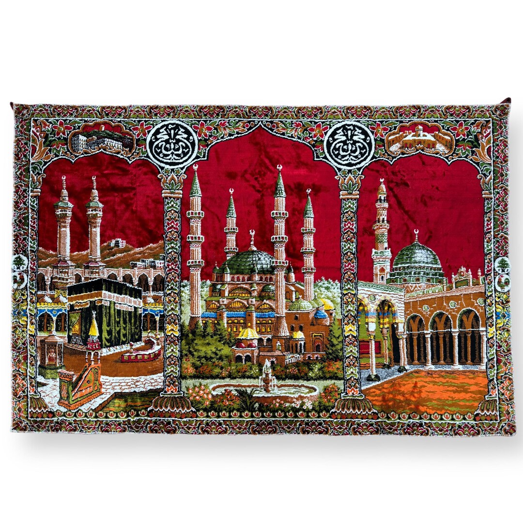 Vintage Islamic-themed Tapestry Wall Hanging - 1970s With Mecca, Kaaba ...