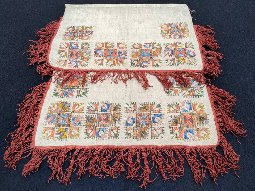 Antique Embroidered Textile Fringed Antique Textile Antique Embroidery ...