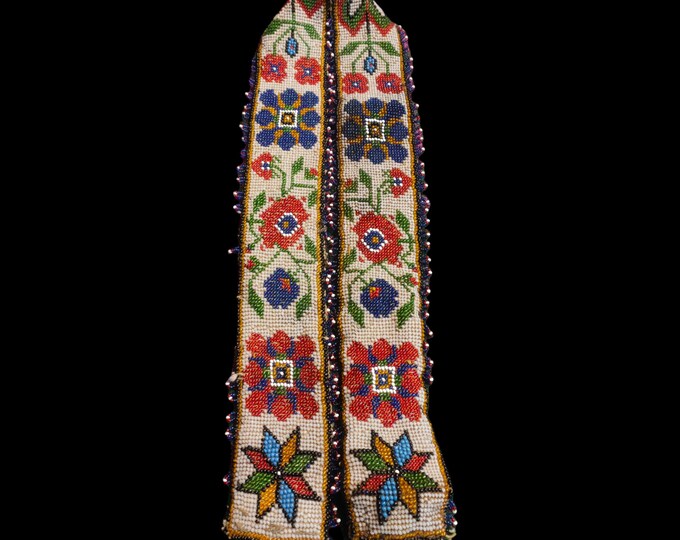 Antique Beaded Belt Prison Beadwork Belt Glass Beaded Floral Belt ...