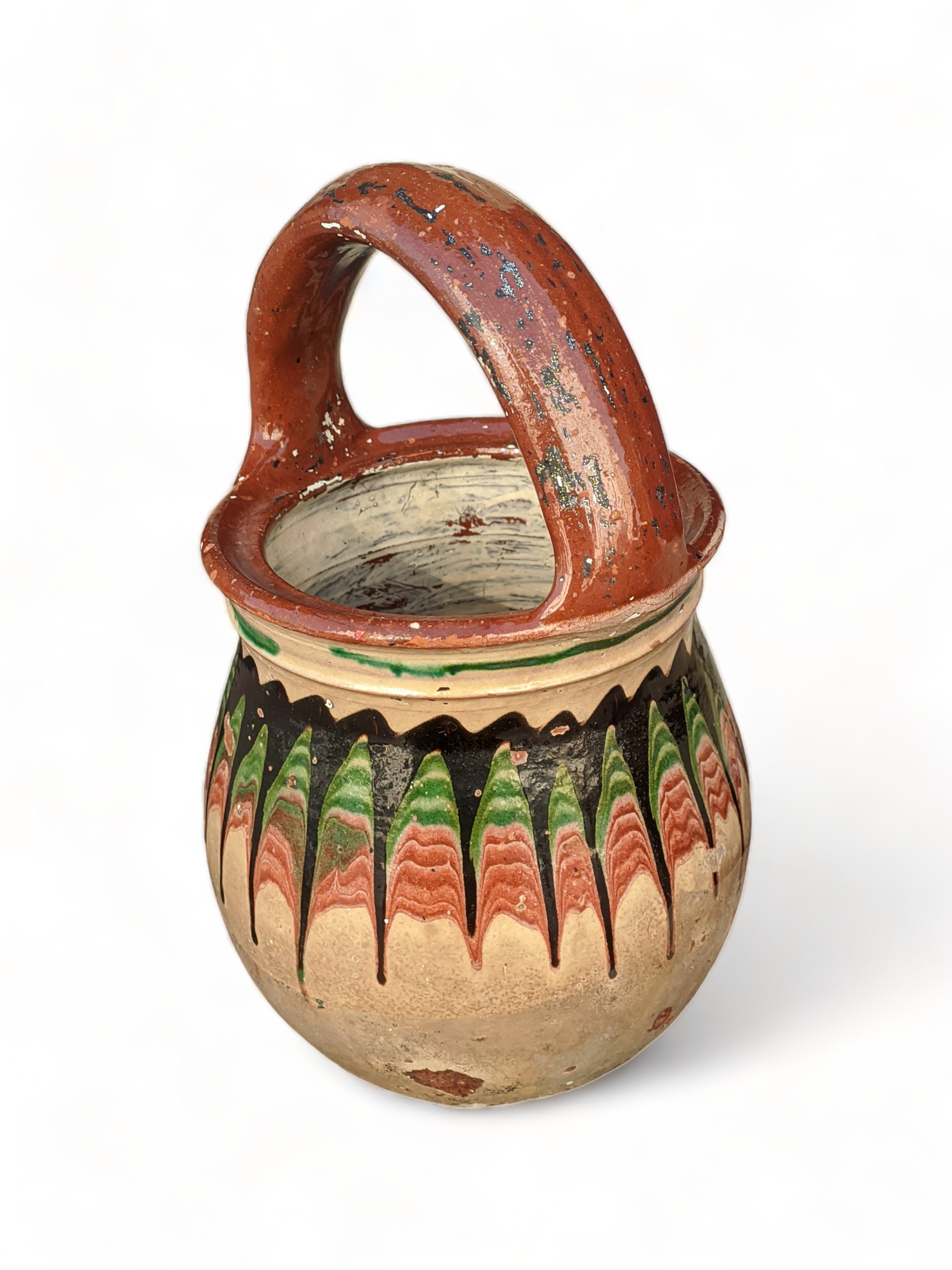 Antique 19c Glazed Pottery With Handle Antique Rare Konya Kinik Pottery ...