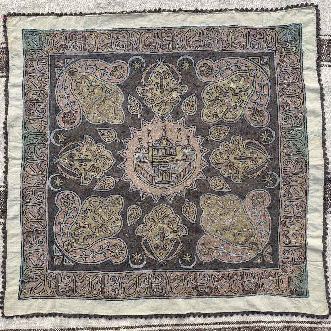 85x85cm Antique Bohca - Van - Suzani - Islamic Embroidery on Linen ...
