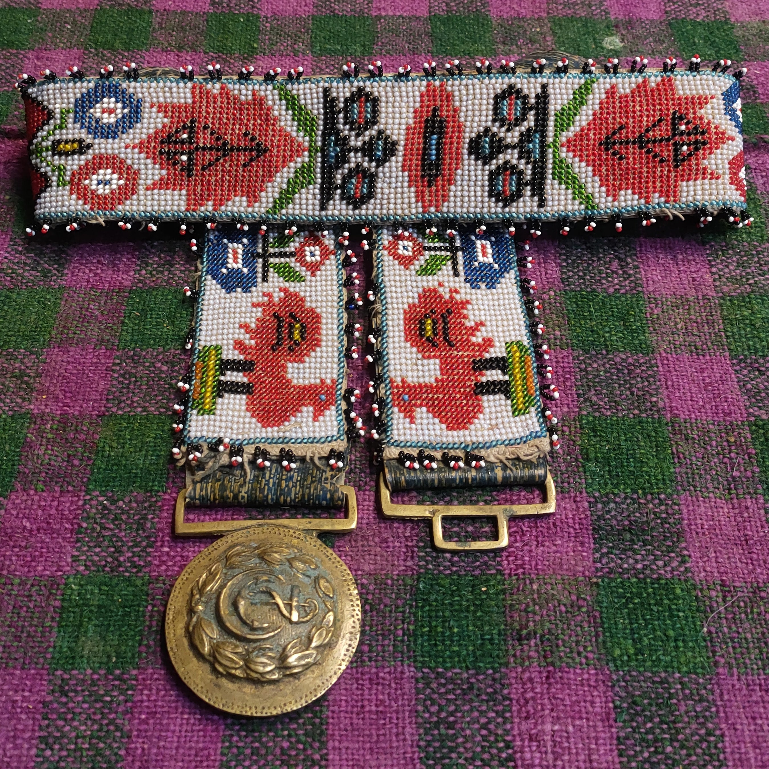 Antique Beaded Belt With Buckle Prison Beadwork Belt Glass Beaded ...