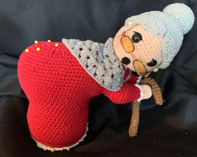 Granny Grandma Pin Cushion Crochet Old Lady Big Bottom Sassy Pin ...