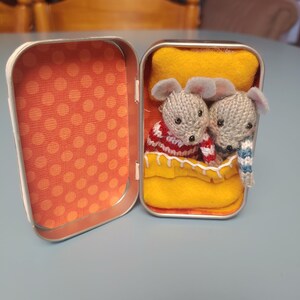 MICE IN A BOX, Knitted Mice, Soft Mice, Collectible, Mice, Mini Soft ...