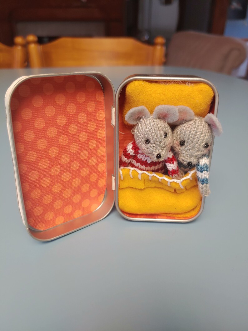 MICE IN A BOX, Knitted Mice, Soft Mice, Collectible, Mice, Mini Soft ...