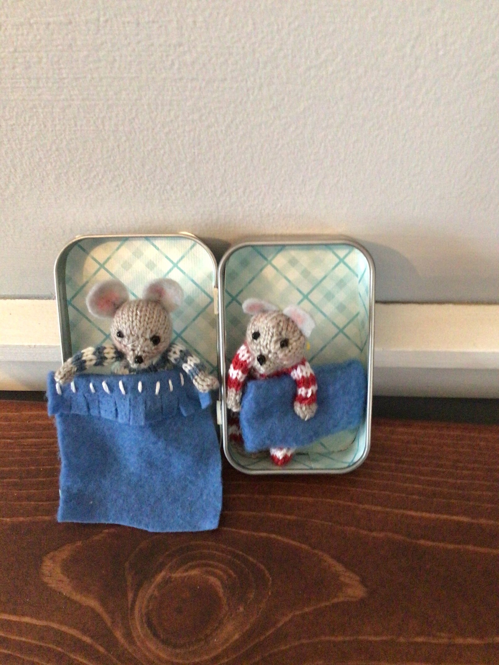 MICE IN A BOX, Knitted Mice, Soft Mice, Collectible, Mice, Mini Soft ...