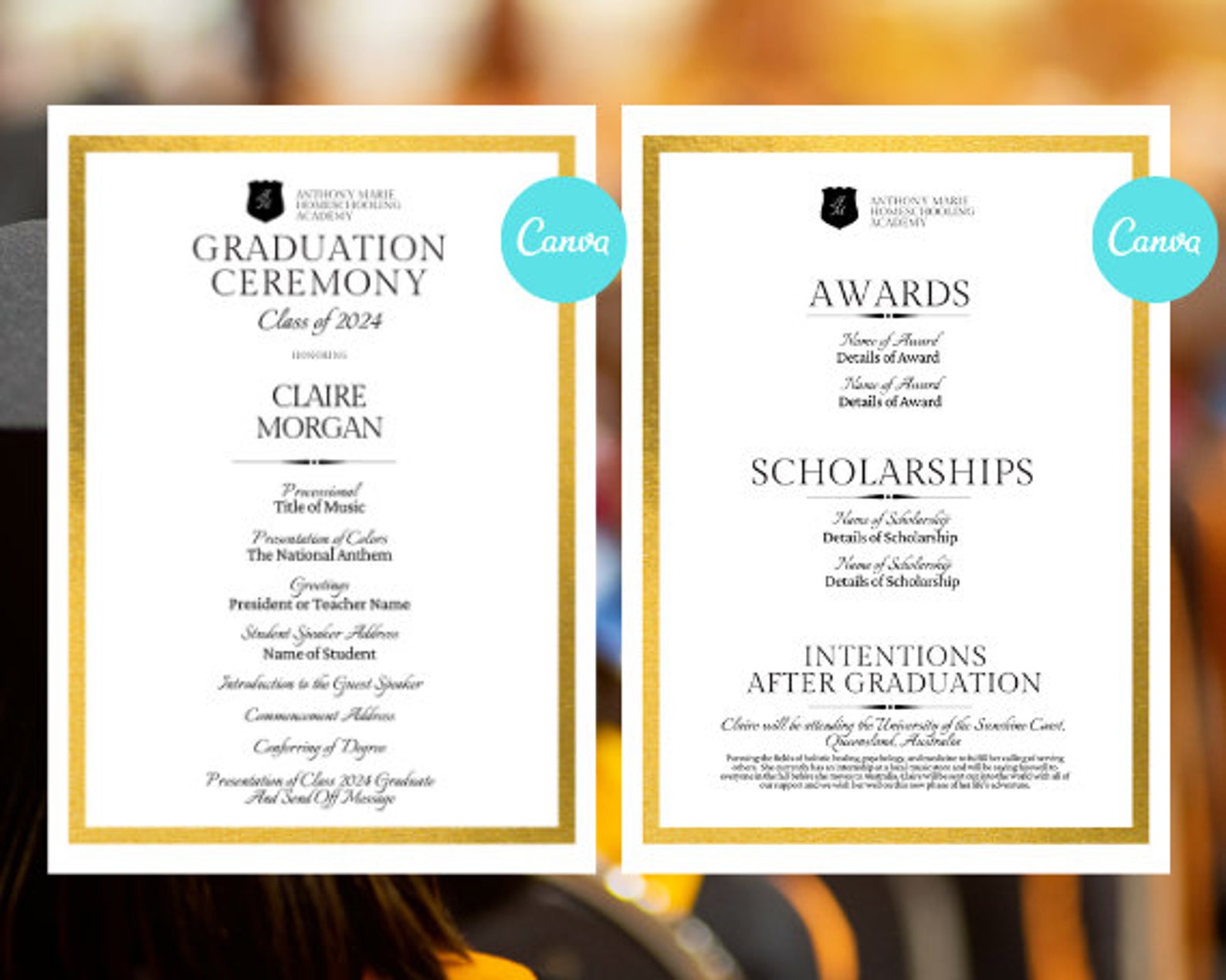 High School Graduation Ceremony Program Template Homeschool Graduation ...